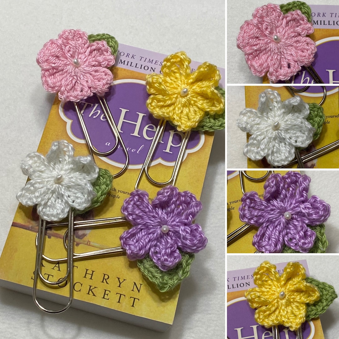 Crochet Flower Big Paper Clip Bookmark - Etsy