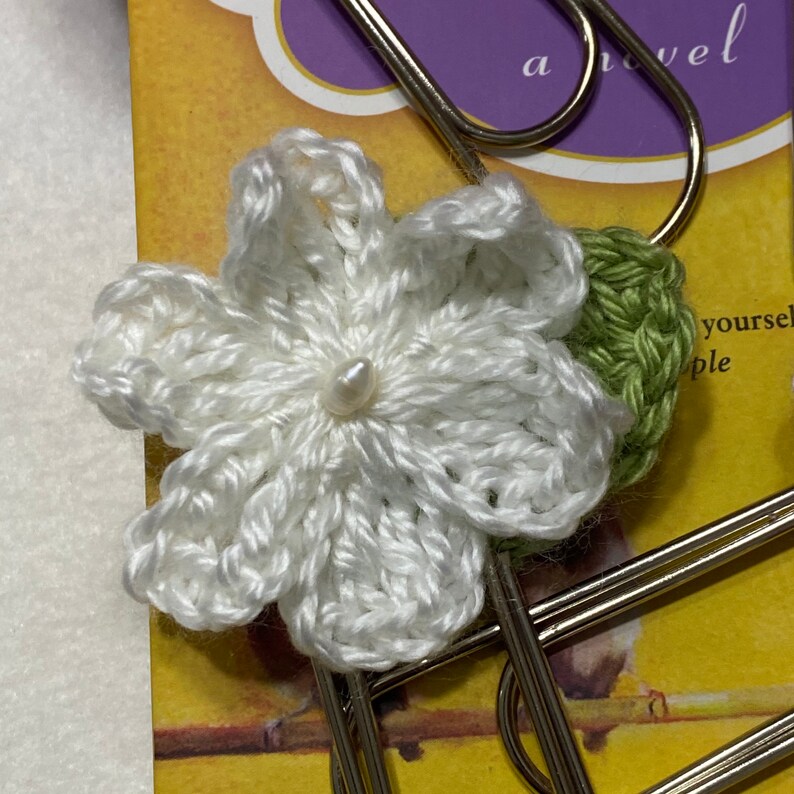 Crochet Flower Big Paper Clip Bookmark - Etsy