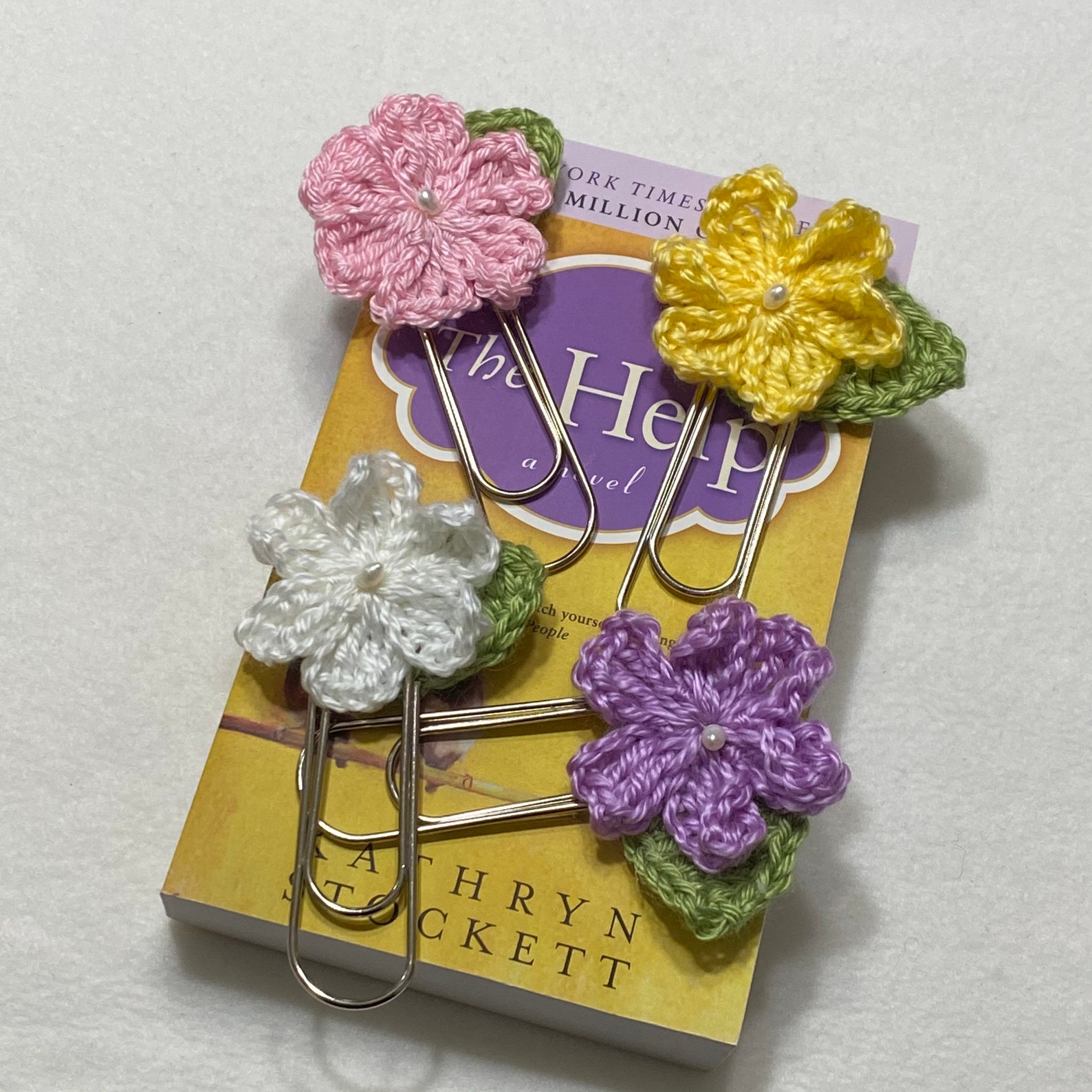 Crochet Flower Big Paper Clip Bookmark - Etsy