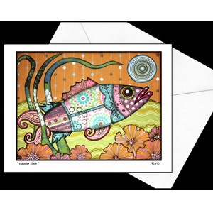 Mixed Media Collage Fish Sea Ocean Teal Pink Orange - Etsy