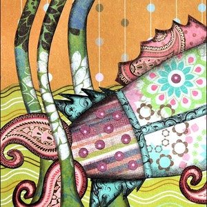 Mixed Media Collage Fish Sea Ocean Teal Pink Orange - Etsy