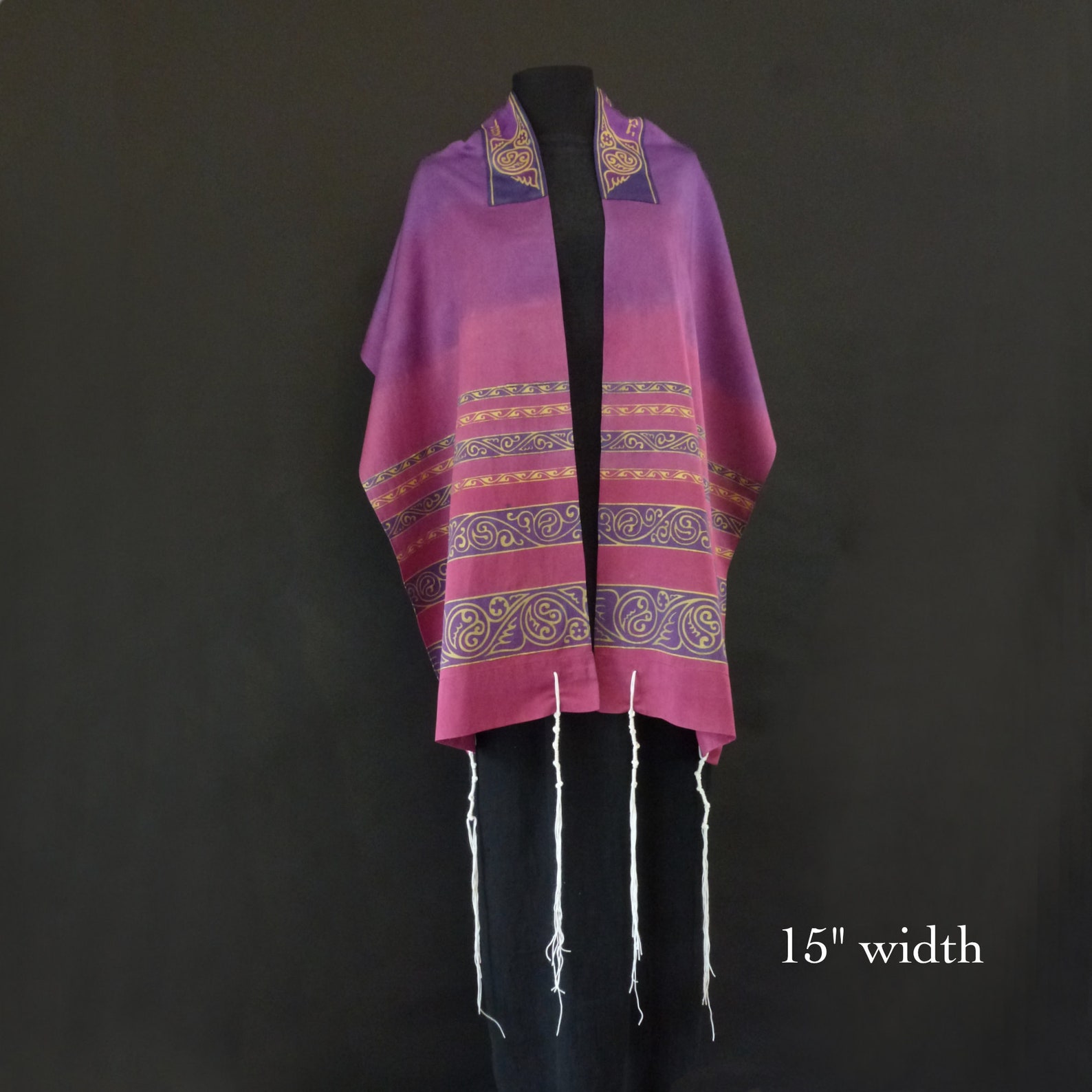 Made to Order - Silk-cotton Tallit, Purple to Dark Red, Hand Dyed Hand ...