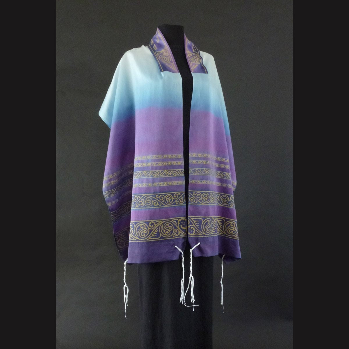 Made to Order - Silk-cotton Tallit, Teal, Purple, Blue, Hand Dyed Hand ...