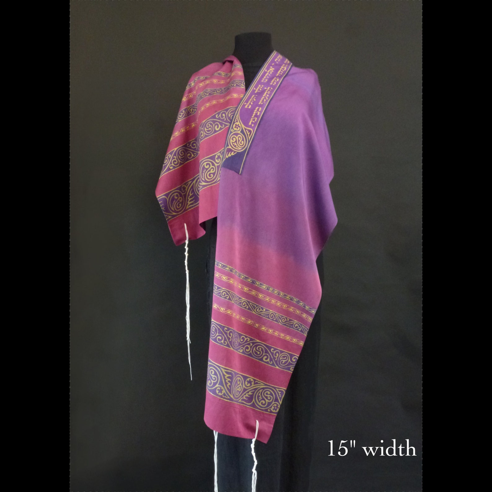 Made to Order - Silk-cotton Tallit, Purple to Dark Red, Hand Dyed Hand ...