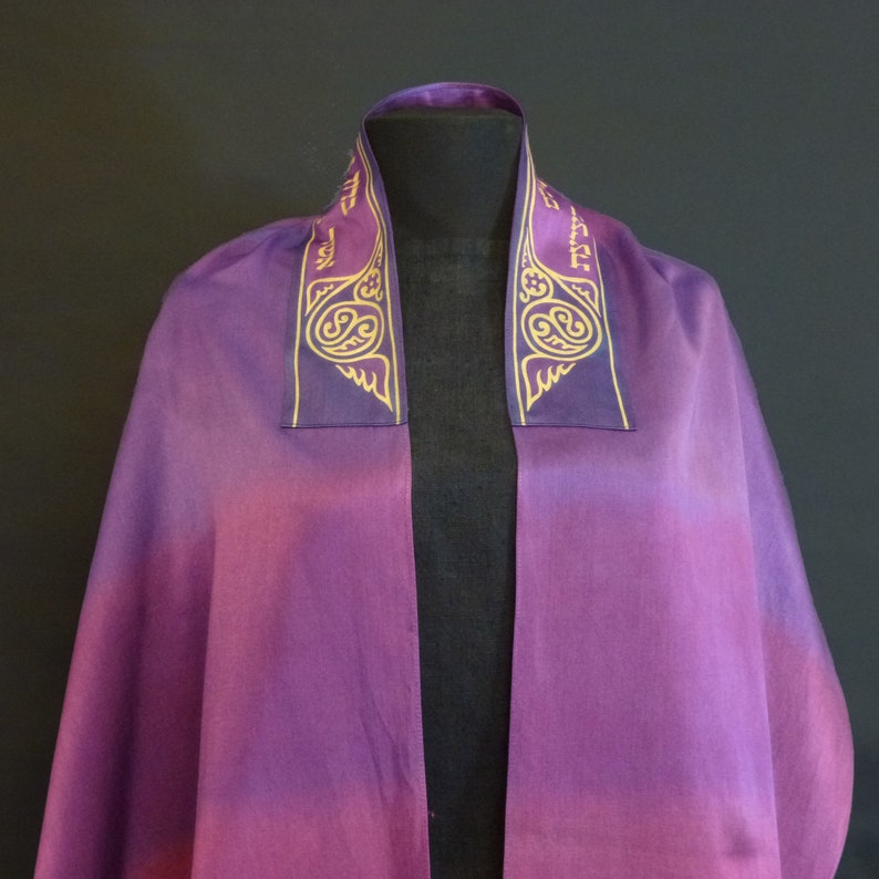 Made to Order - Silk-cotton Tallit, Purple to Dark Red, Hand Dyed Hand ...