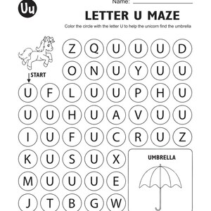 Alphabet Letter Maze Worksheets | Preschool, Kindergarten Activity (PDF ...