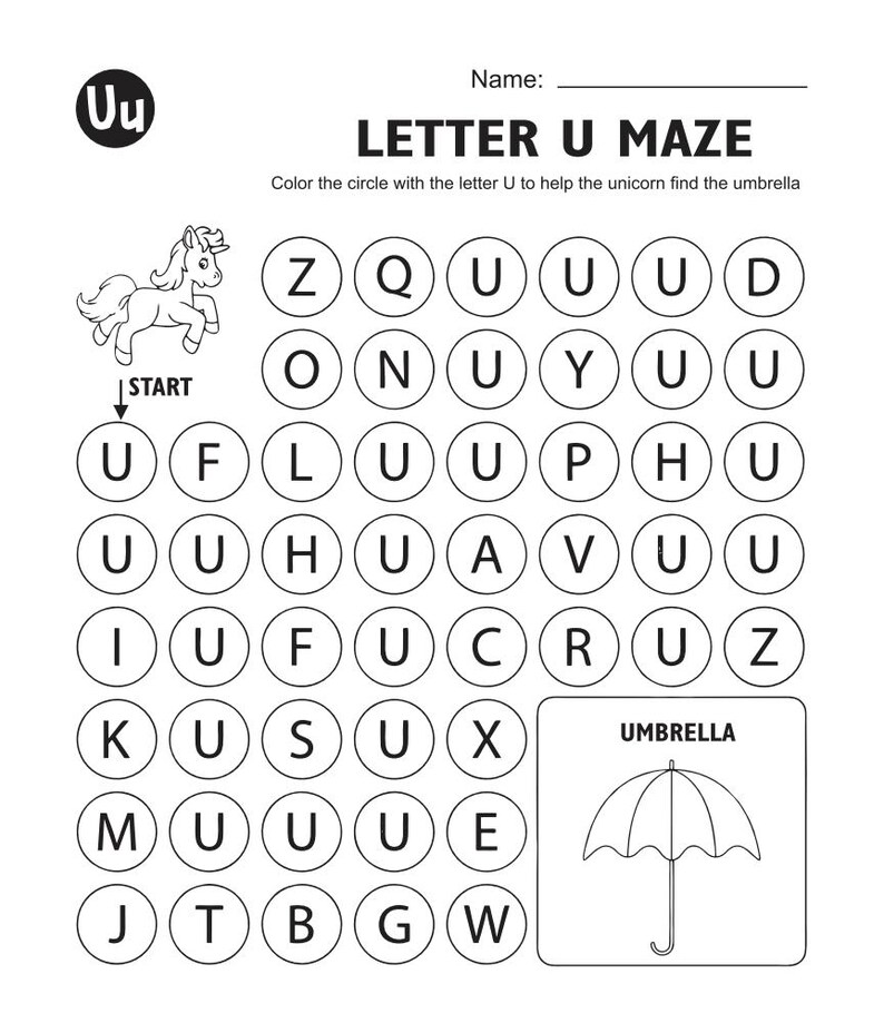 Alphabet Letter Maze Worksheets | Preschool, Kindergarten Activity (PDF ...