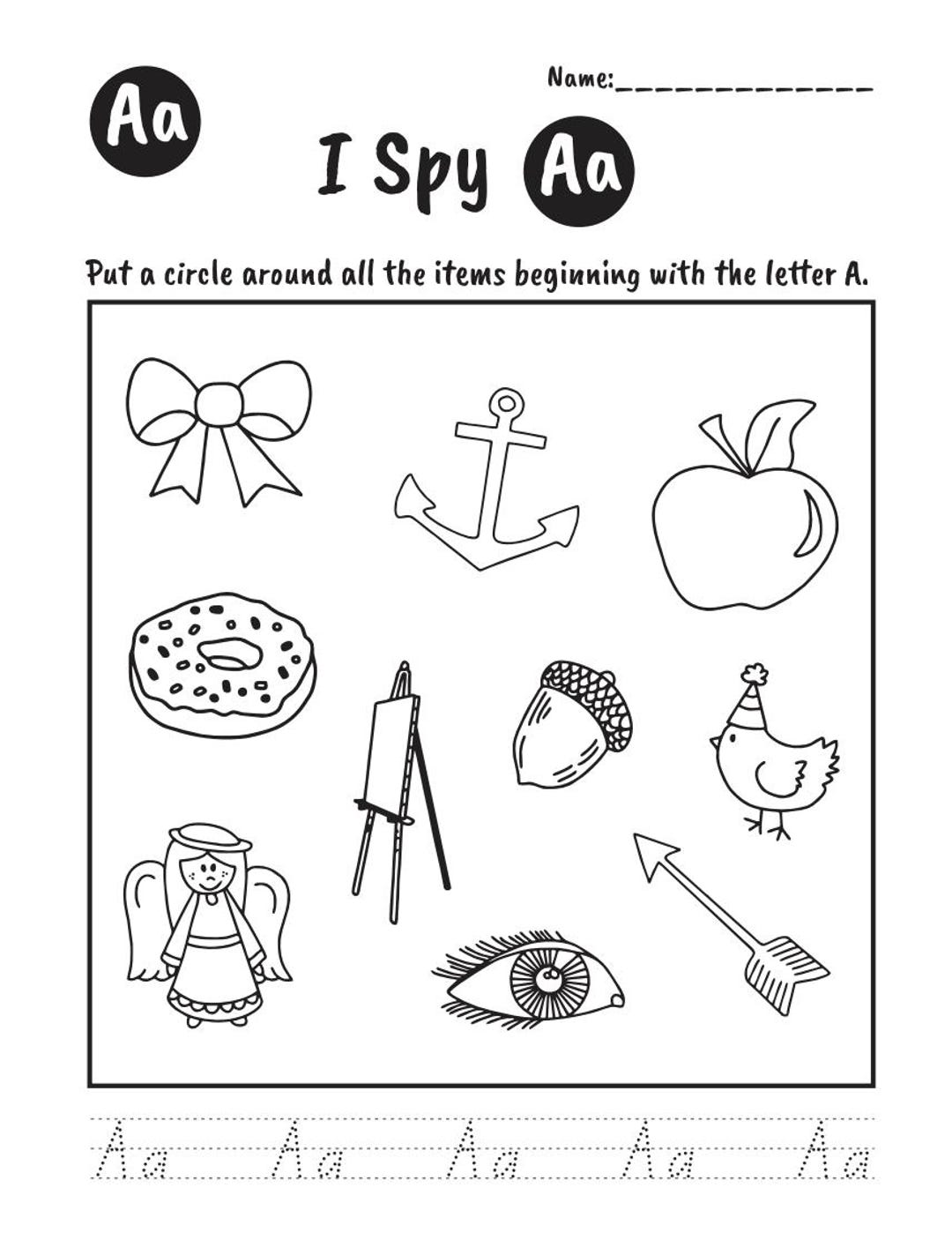 Alphabet I Spy Worksheets | Phonics, Letter Tracing (PDF Download) - Etsy