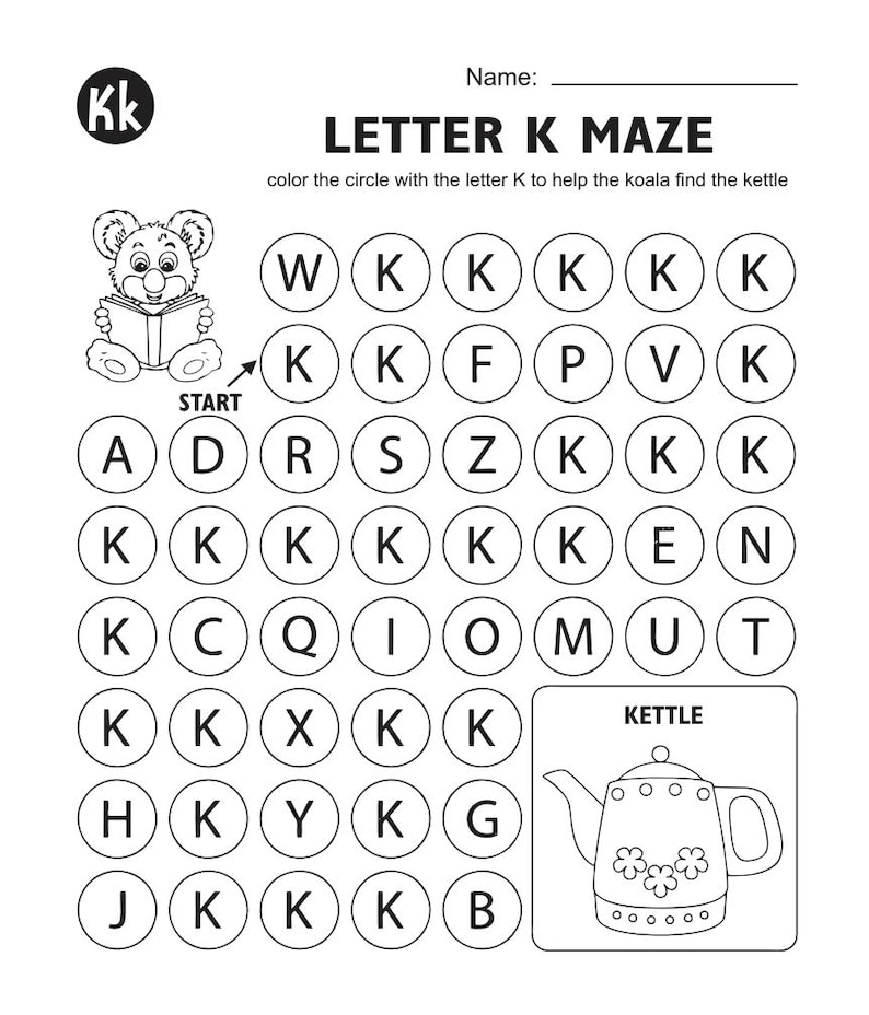 Alphabet Letter Maze Worksheets | Preschool, Kindergarten Activity (PDF ...