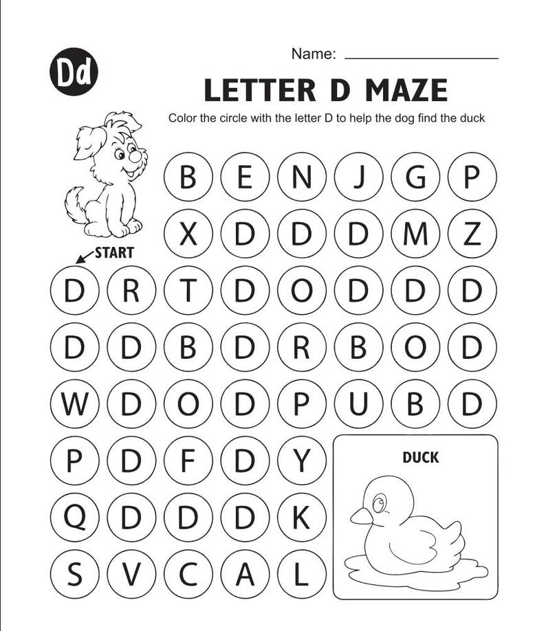 Alphabet Letter Maze Worksheets | Preschool, Kindergarten Activity (PDF ...
