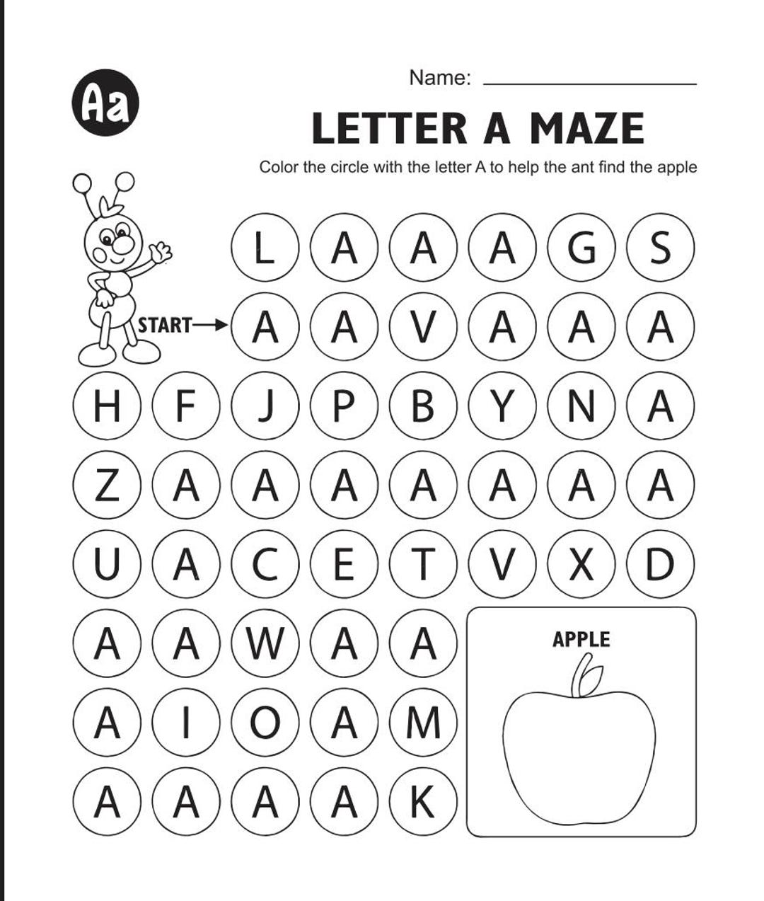 Alphabet Letter Maze Worksheets | Preschool, Kindergarten Activity (PDF ...