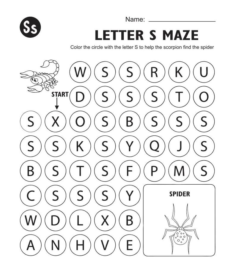 Alphabet Letter Maze Worksheets | Preschool, Kindergarten Activity (PDF ...