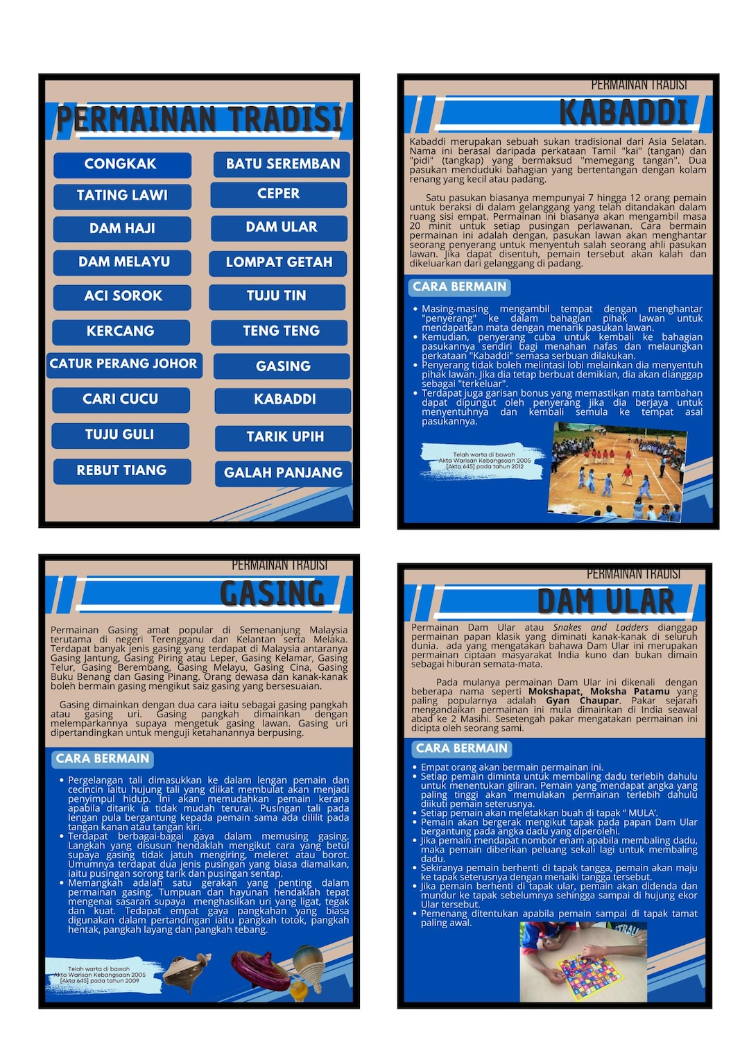 Poster Permainan Tradisi (traditional Games) Design 1. 22 Unit. Instant ...
