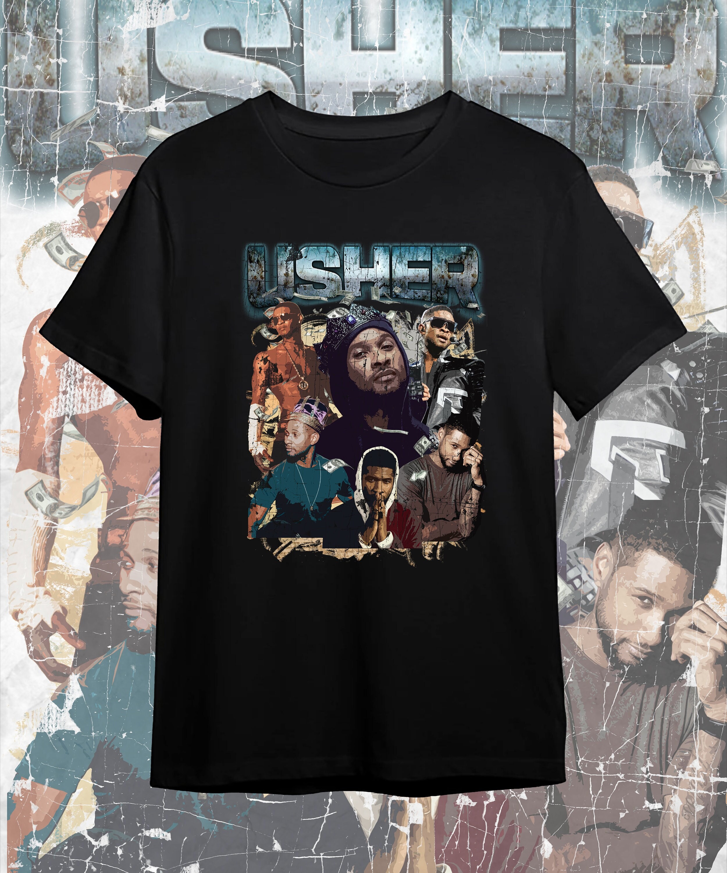 Usher Classic Vintage Bootleg Rap Shirt, Vintage Rap Tee Lil Durk Polo ...