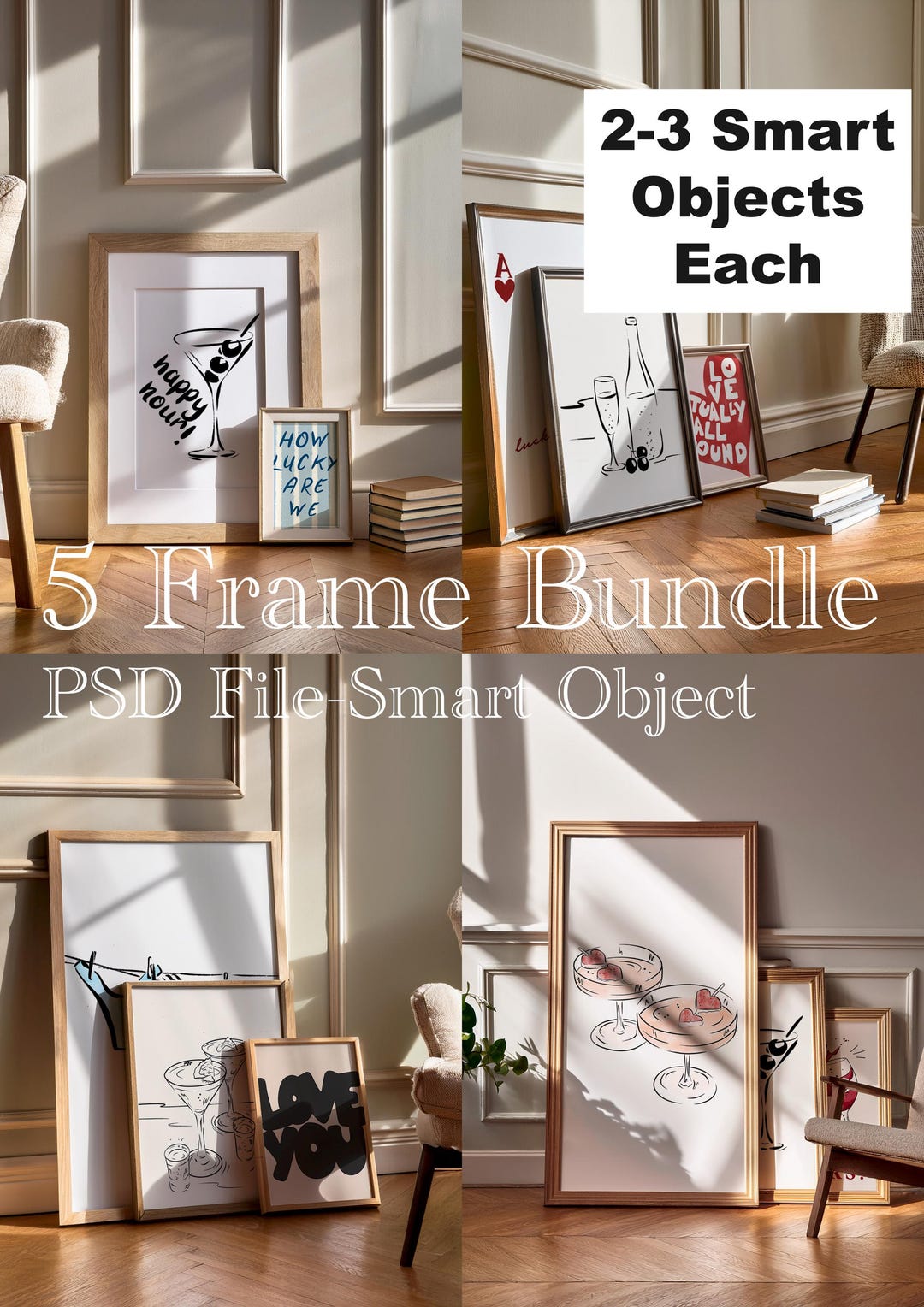 5 Frame Display Mockup Bundle | Multiple Frames Mockup | Double Frame ...