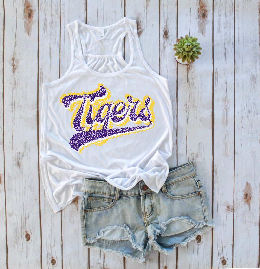 Tigers Word Art Purple and Gold Sublimation Design PNG Distressed - Etsy