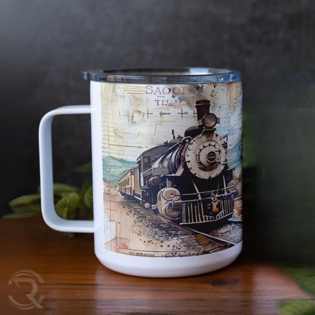 Watercolor Train Travel Mug: Personalized Retro Railroad Coffee Cup - Etsy