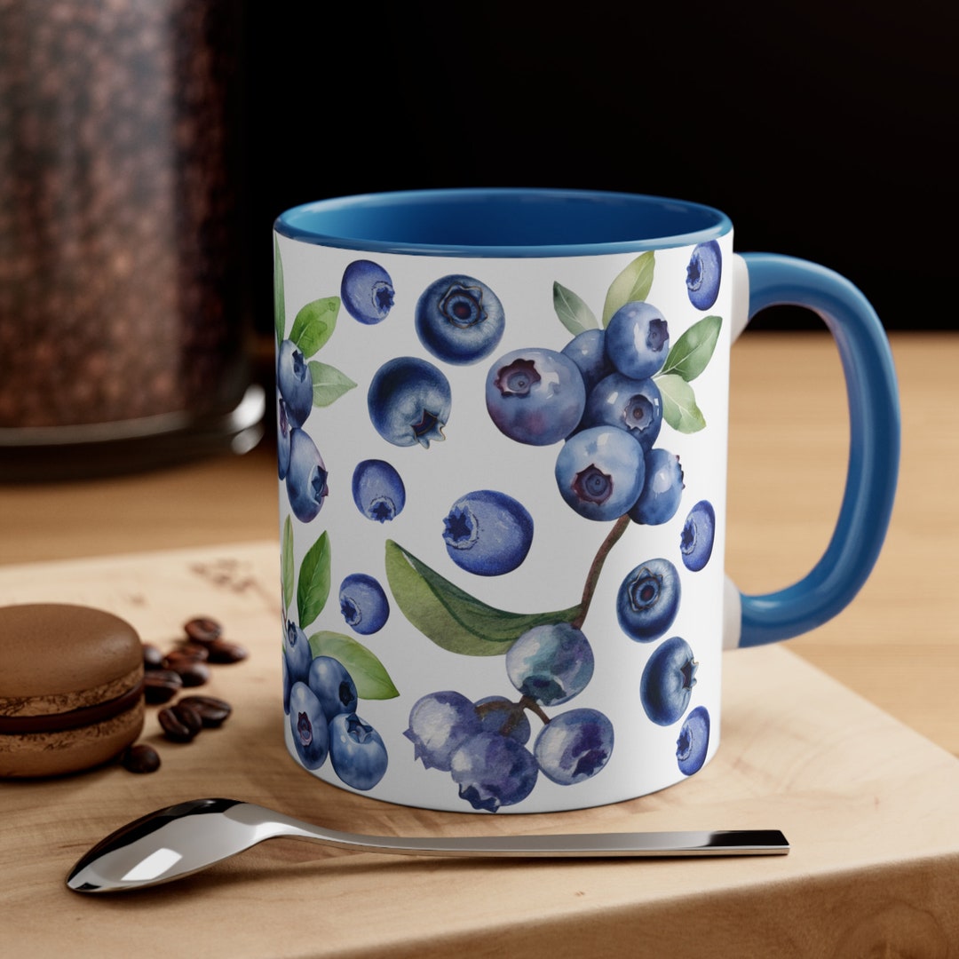 Coffee Mug Custom Blueberry Design | 11 Oz 15 Oz Coffee Mug | Coffee Lovers | Cherry Lake Studio ...