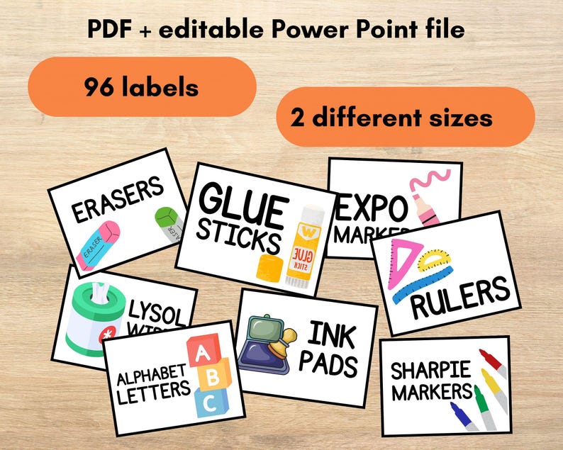 Editable Classroom Supply Labels With Pictures: Rainbow Decor (digital ...