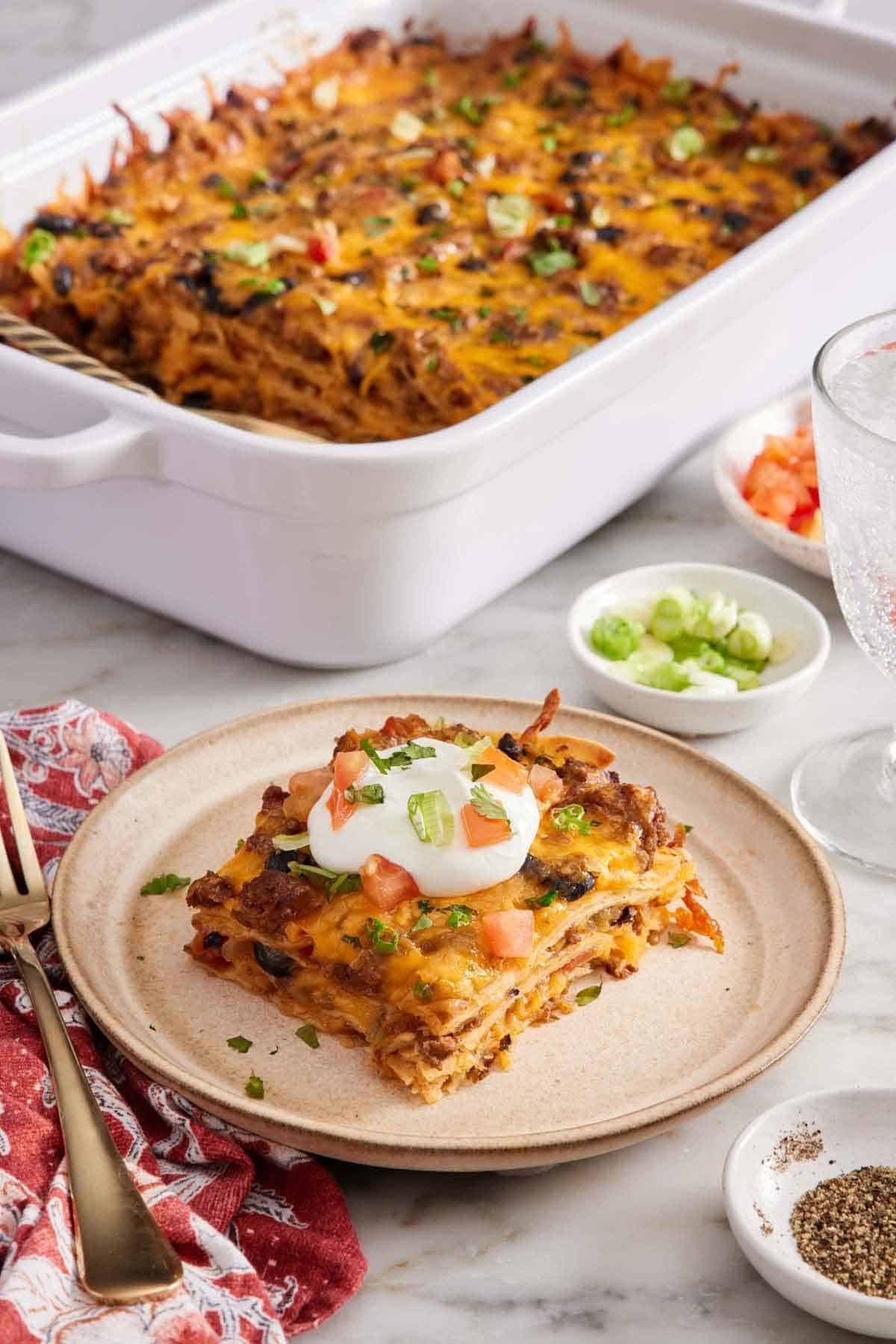 Mexican Lasagna Recipe | Easy Layered Taco Casserole | Cheesy Beef ...