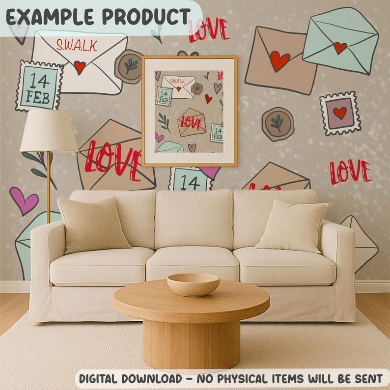 Valentine Digital Paper Bundle, Love Letters Scrapbook Paper, Printable ...