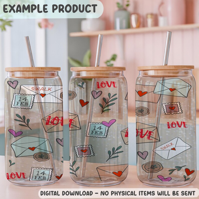 Valentine Digital Paper Bundle, Love Letters Scrapbook Paper, Printable ...