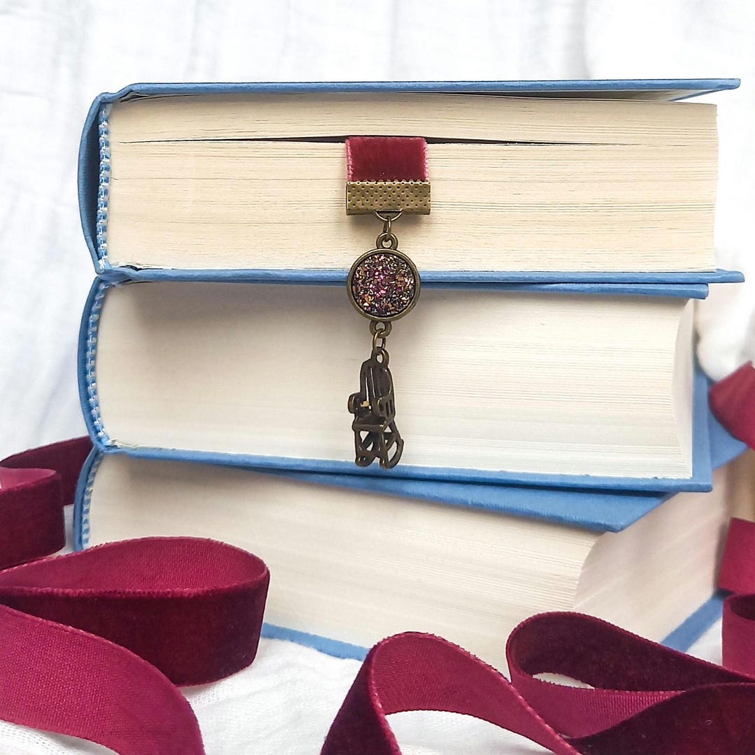 Maroon Velvet Ribbon Bookmark With Antique Bronze Rocking Chair Charm ...