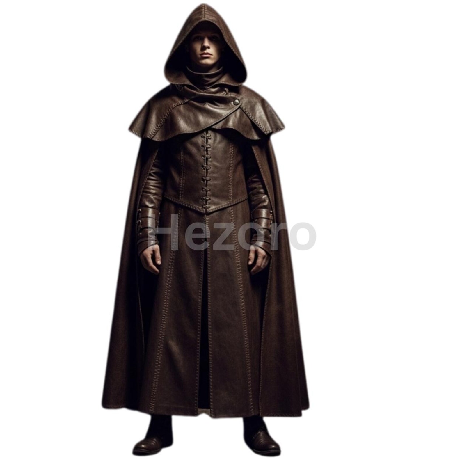 Genuine Leather Hooded Cloak: Medieval Gothic Cosplay Robe - Etsy