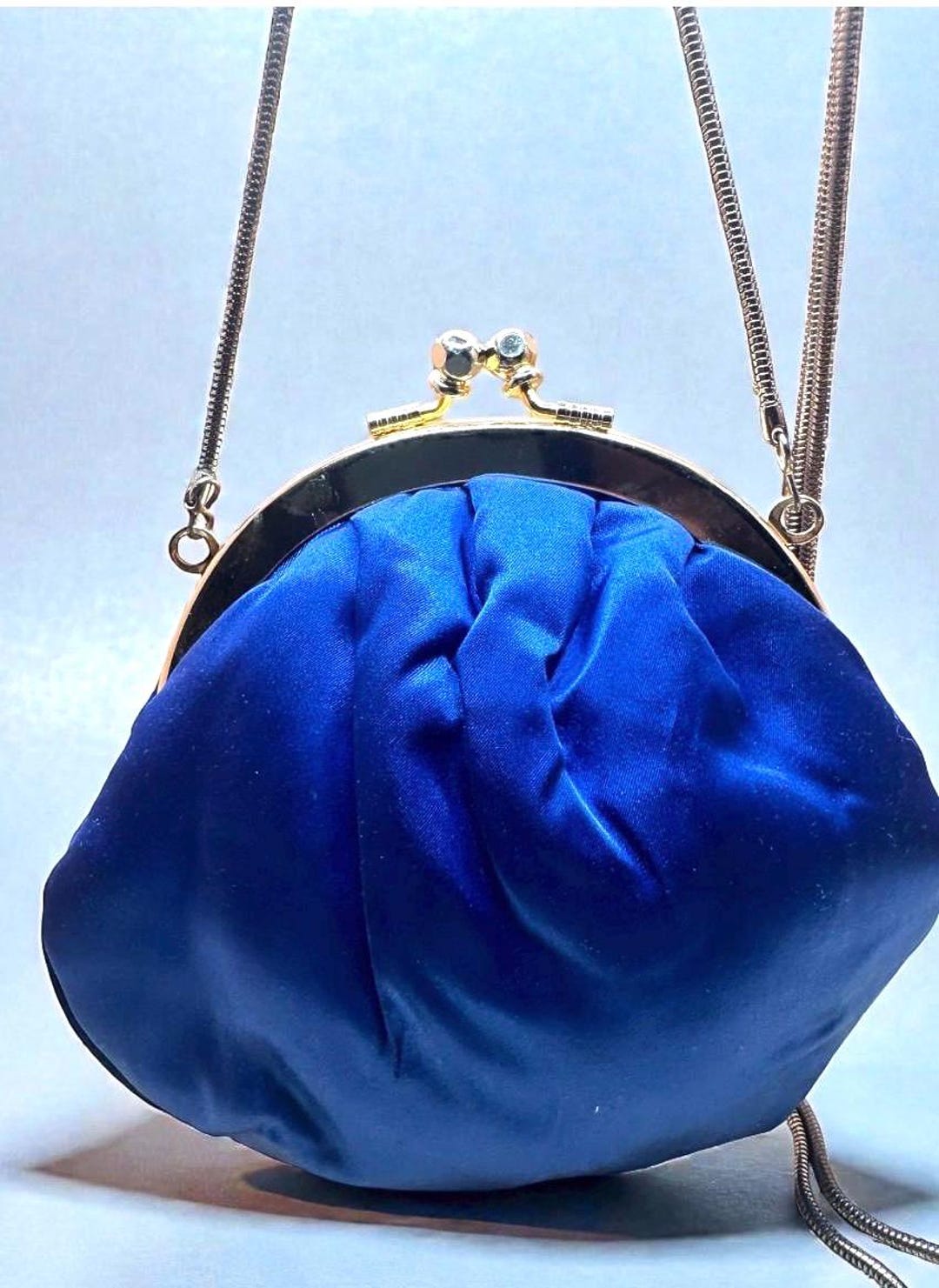 Vintage La Regale Cobalt Blue Satin Kiss Lock Evening Bag | 70s 80s ...