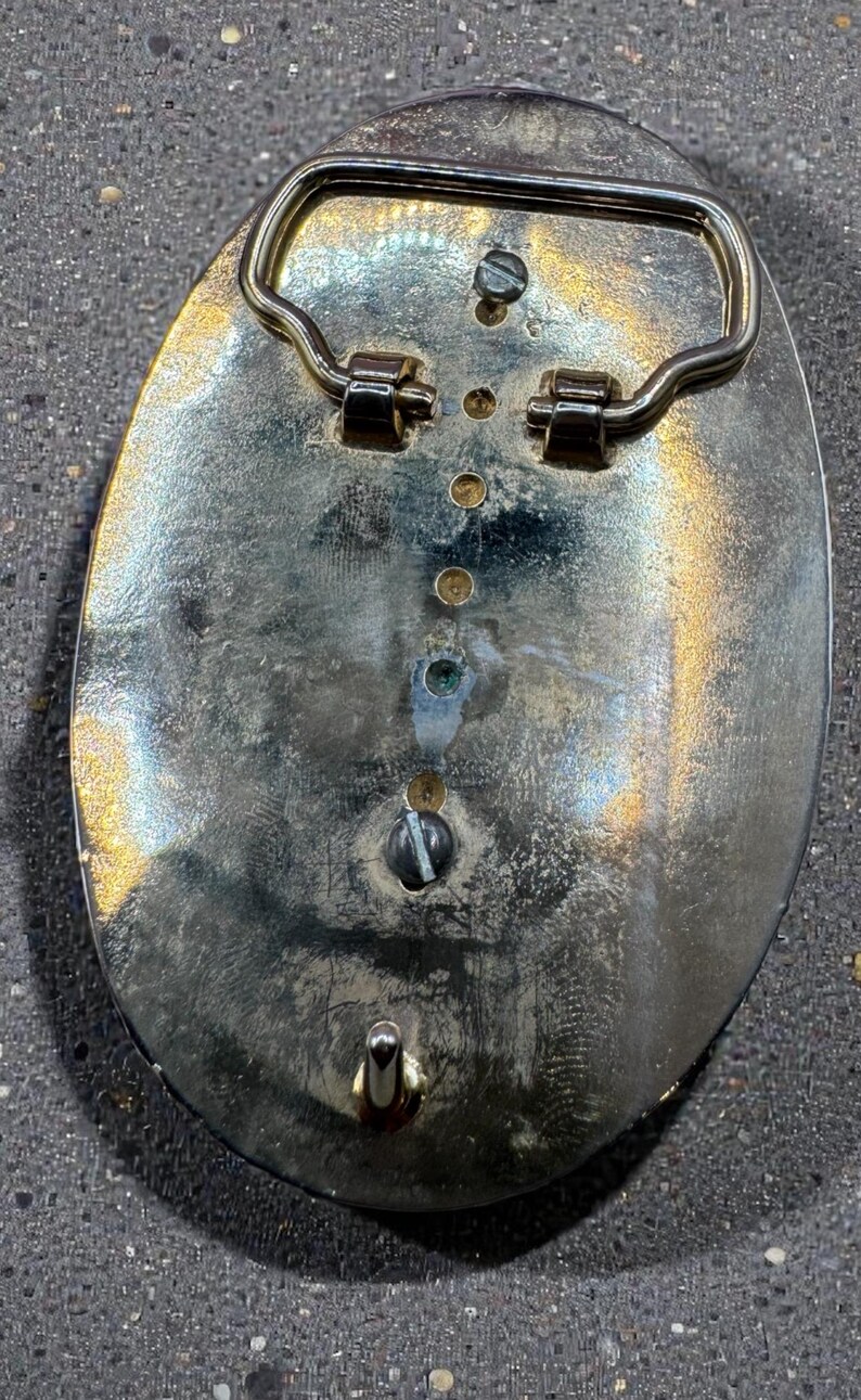 Vintage Abalone Shell Western Belt Buckle Black Enamel Two Tone Oval ...