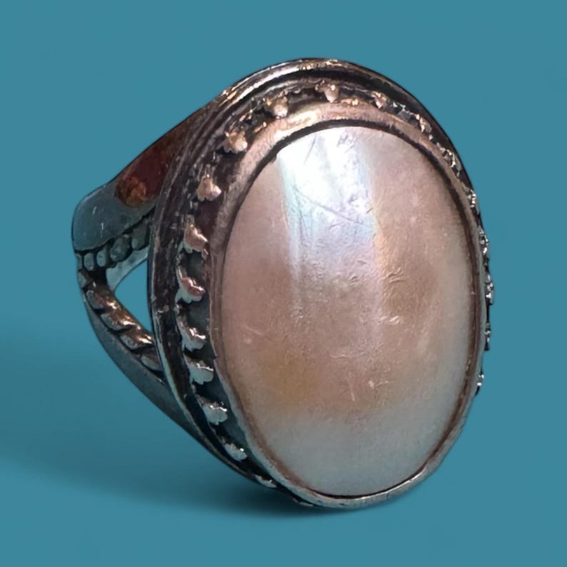 Vintage Carolyn Pollack Sterling Silver Ring: Mother of Pearl Southwest ...