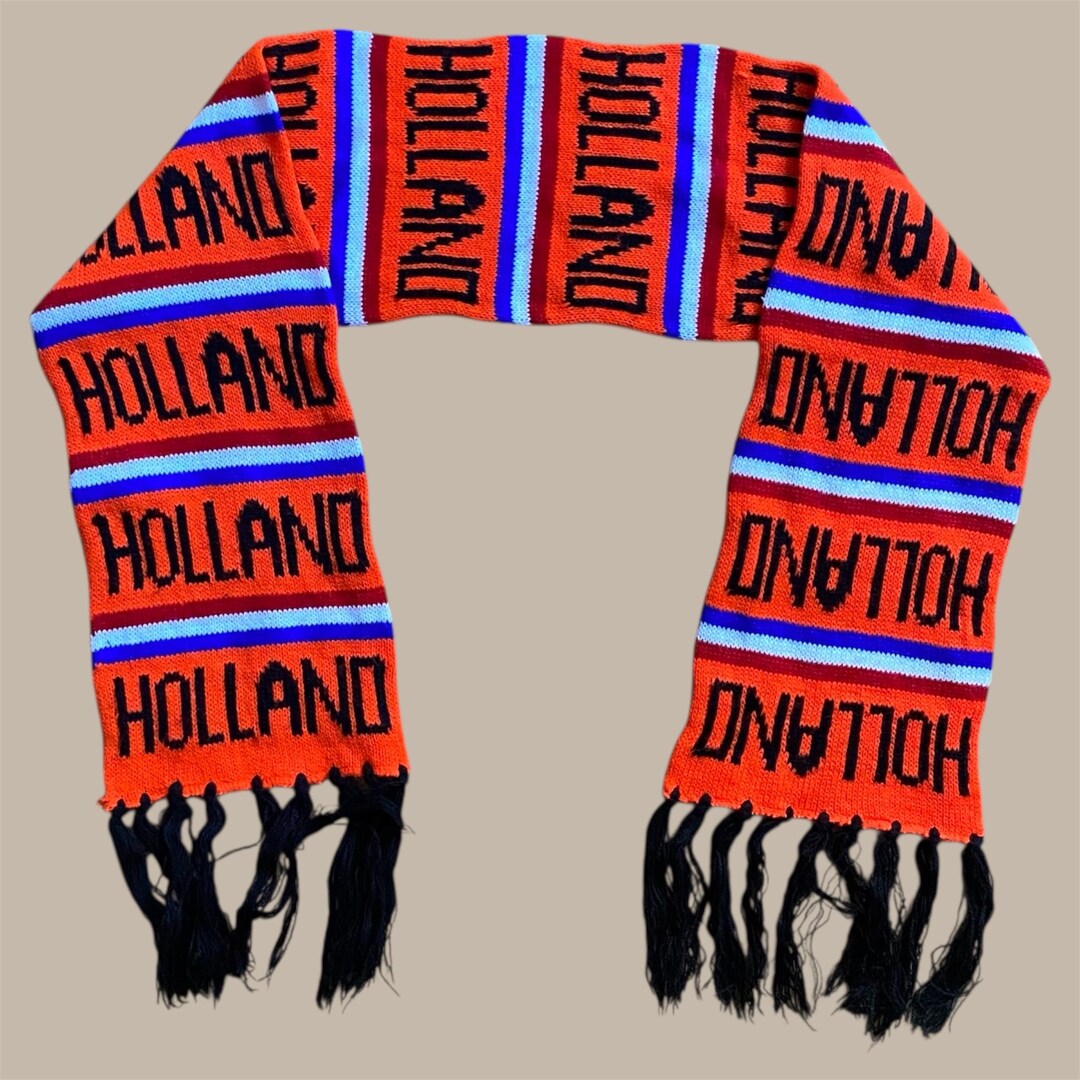 Vintage Holland Football Scarf - Orange Dutch Soccer Fan Muffler ...