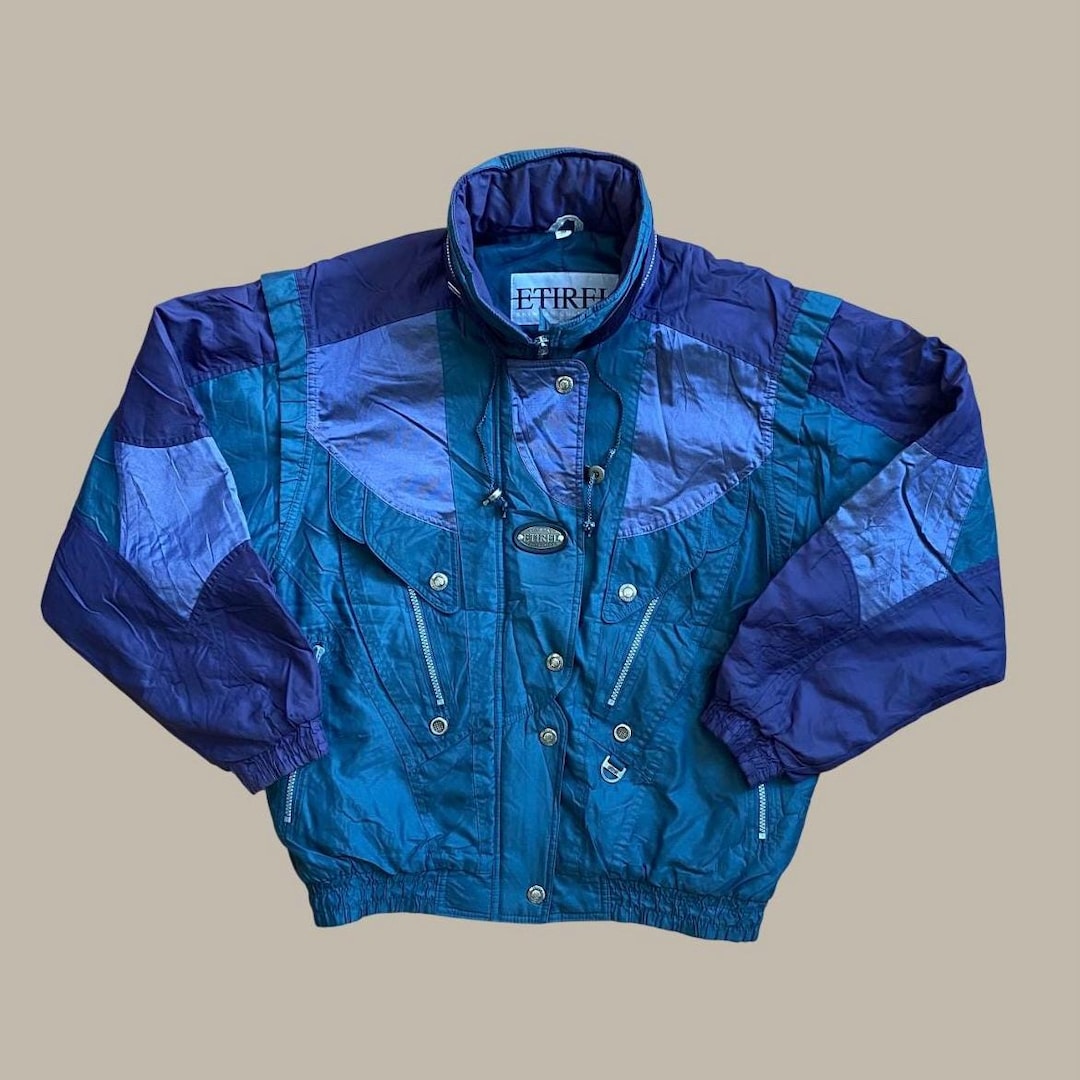 Vintage Etirel Ski Jacket, 90s Colorblock Nylon Winter Coat, Made in ...