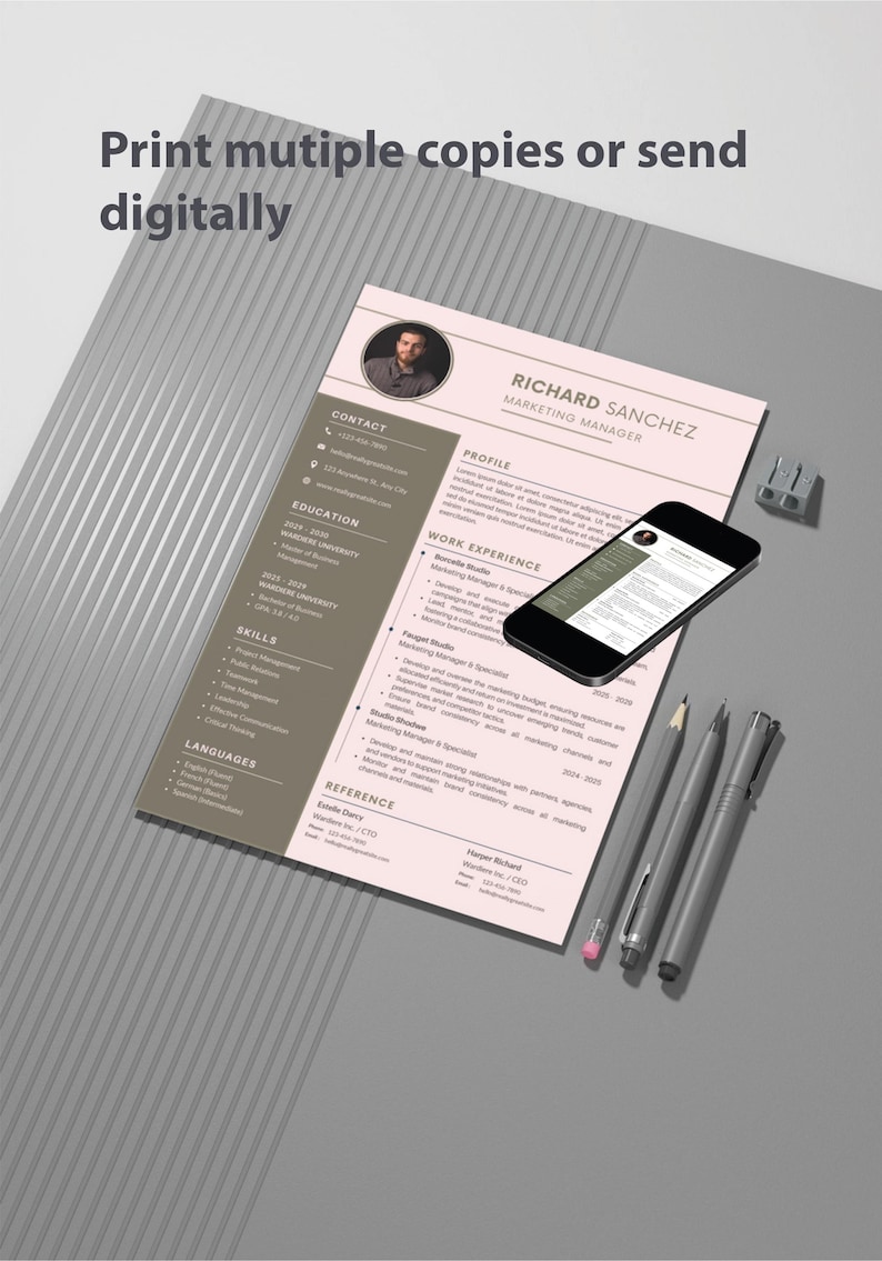 Editable Resume Template: Modern Minimalist CV Design (digital Download ...