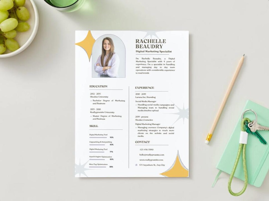 Editable Resume Template: Modern Minimalist CV Design (digital Download ...