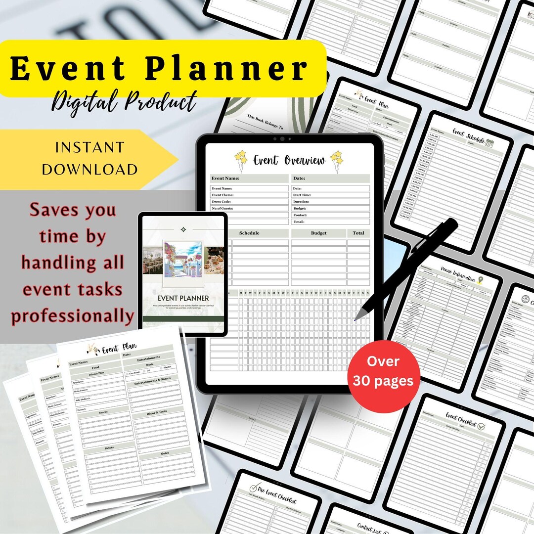 Event Planner Printable,30+ Page Event Planning Template for Party ...