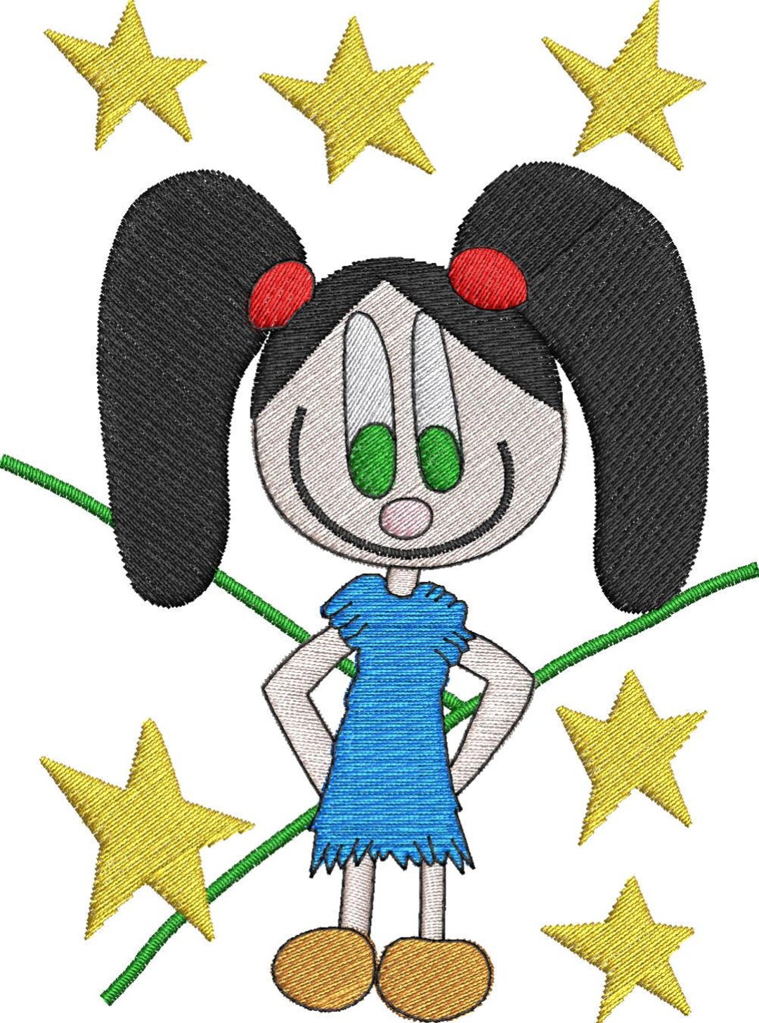 Machine Embroidery Design 10cm (4") - Cartoon Girl Unique Designer ...