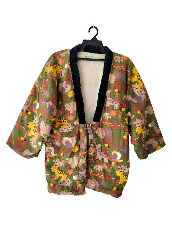 Vintage Japanese Hanten : Padded Warmwear Quilted Kim… - Gem