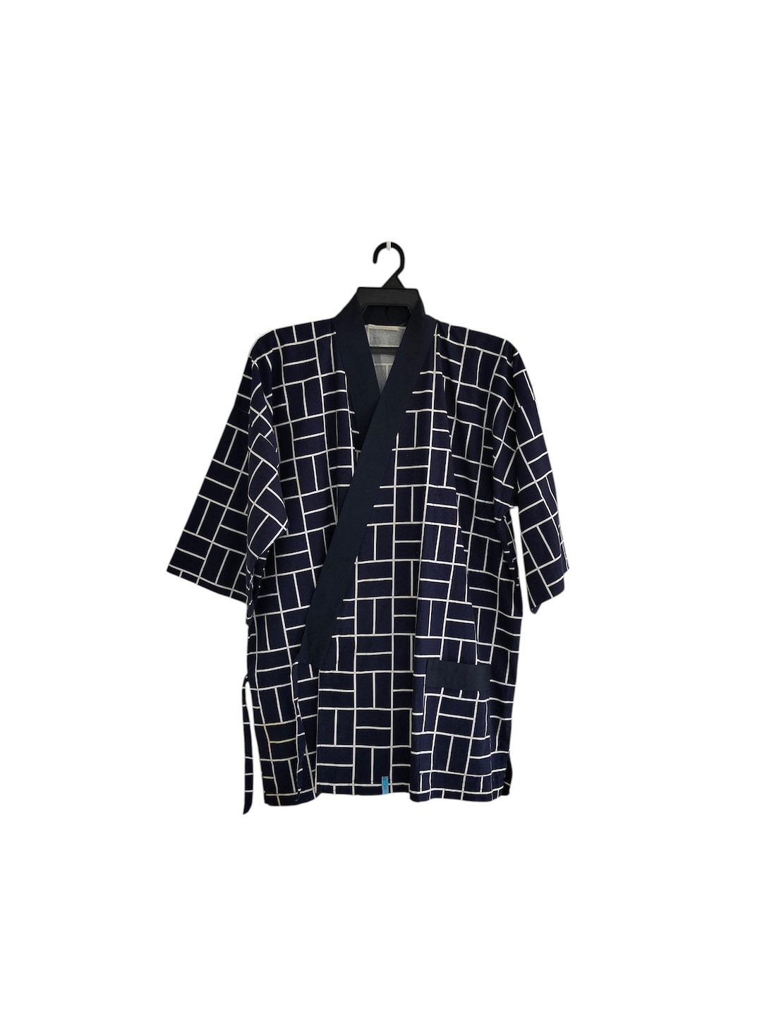 Japanese Jinbei Kimono - Navy Blue Grid Pattern - Summer Loungewear - Etsy