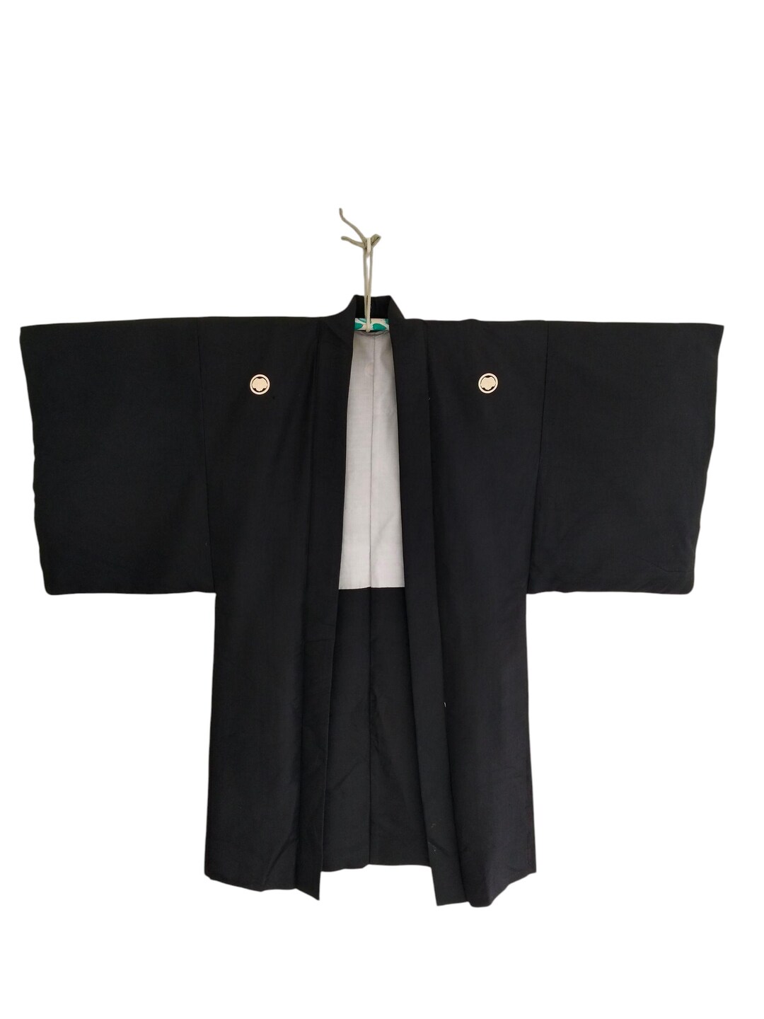 Vintage Japanese Black Silk Haori Kimono Jacket With Kamon Family ...