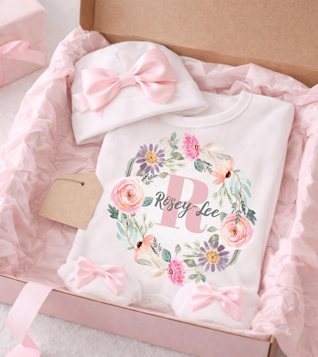 Personalised Baby Sleepsuit & Hat Set | Newborn Outfit | Custom Baby ...