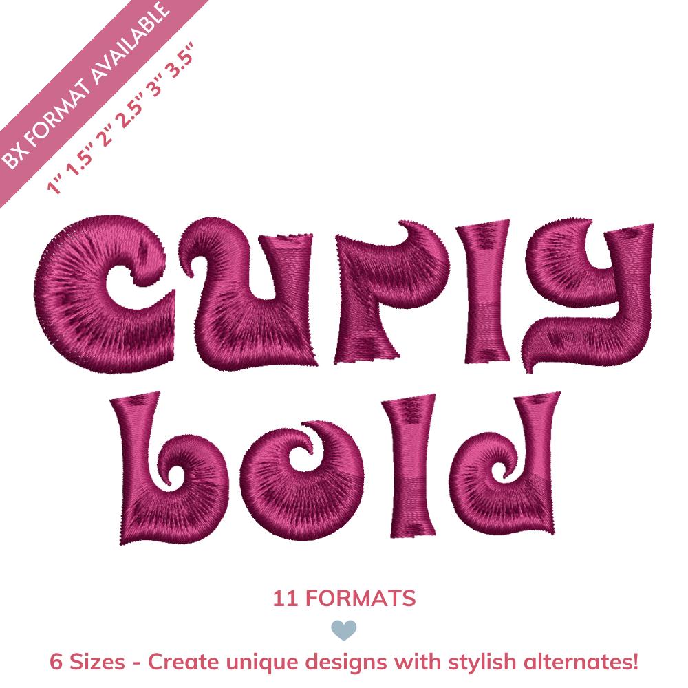 Curly Bold Embroidery Font Machine Embroidery Curly Font in 6 Sizes, 11 ...