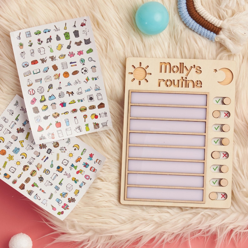Personalized Wooden Daily Routine Chart, Visual Schedule, Daily Tasks ...