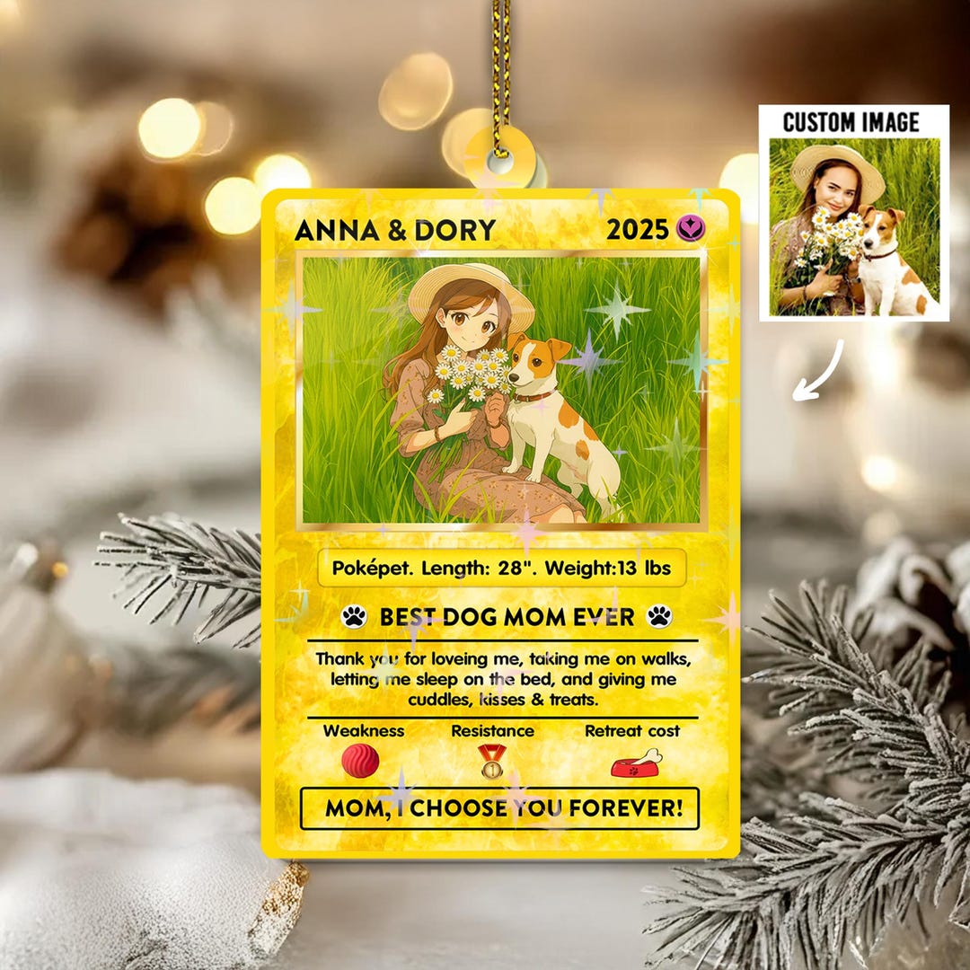 Personalized Anime Photo Card for Xmas Tree, Custom Poke Holographic ...