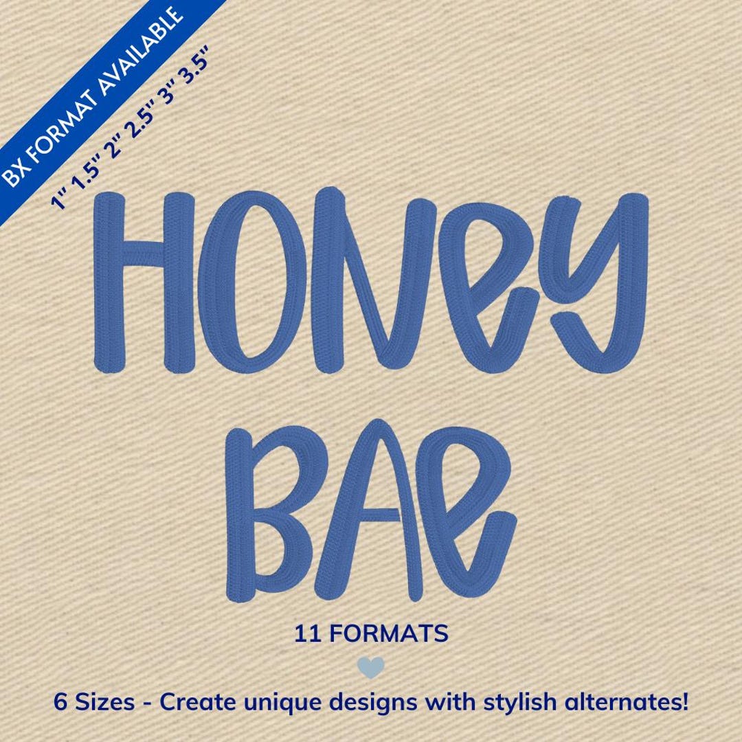 Honey Bae Embroidery Font, Preppy Font Embroidery, Chunky Font, Neat ...