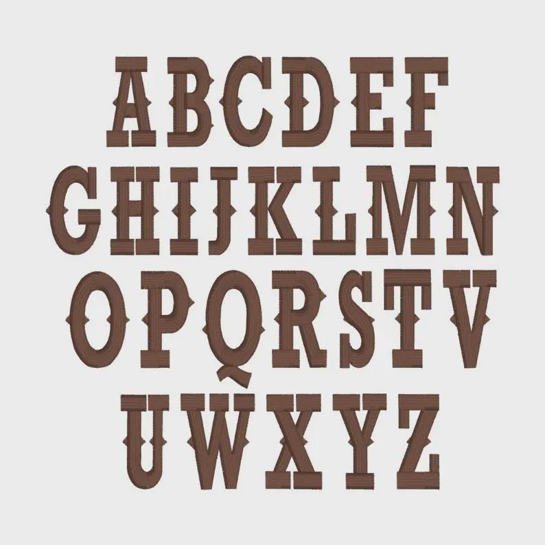 Machine Embroidery Designs INSTANT DOWNLOAD Rio Western Style Font Set ...