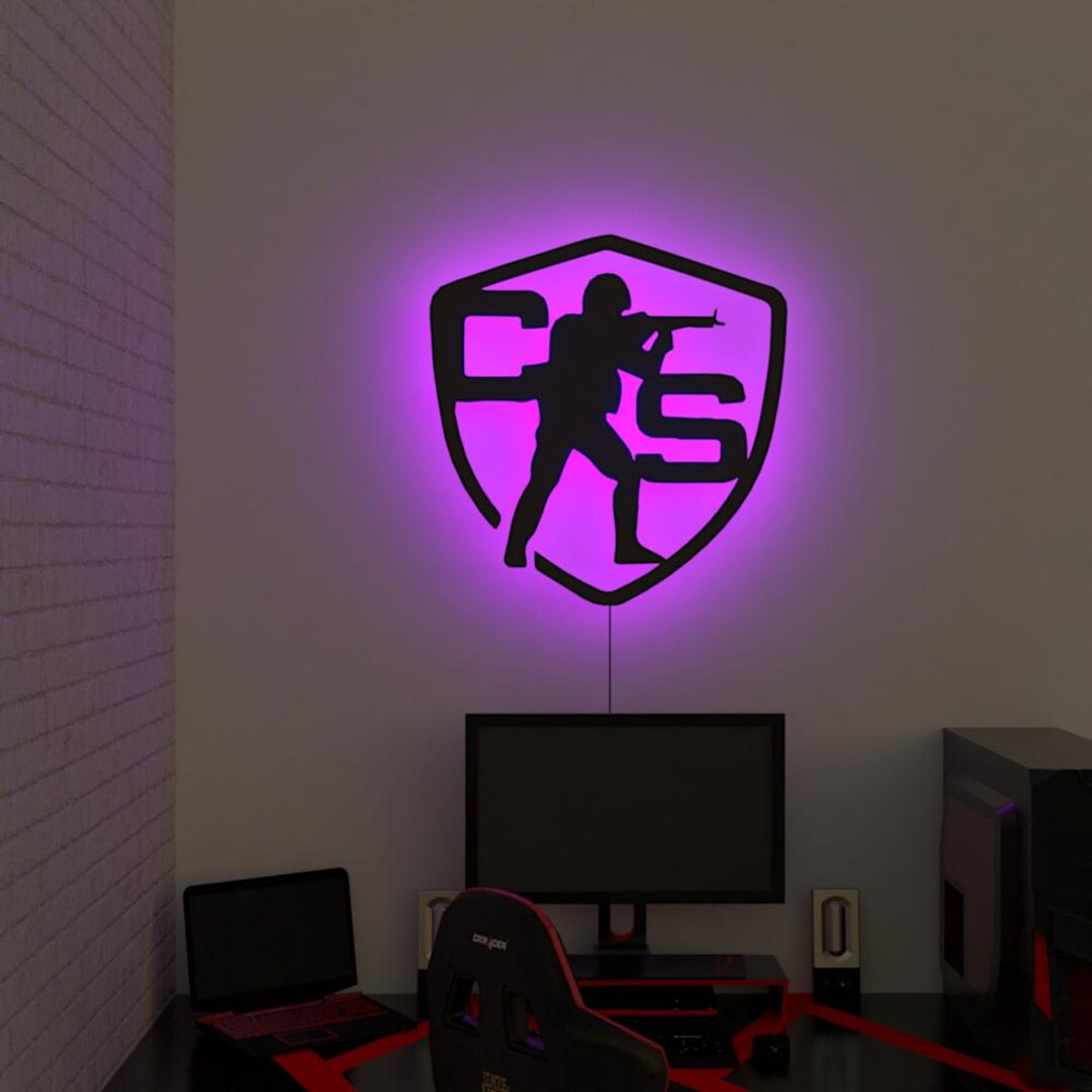 RGB LED CS Wall Art: Gamer Room Decor, Counter-strike Sign - Etsy