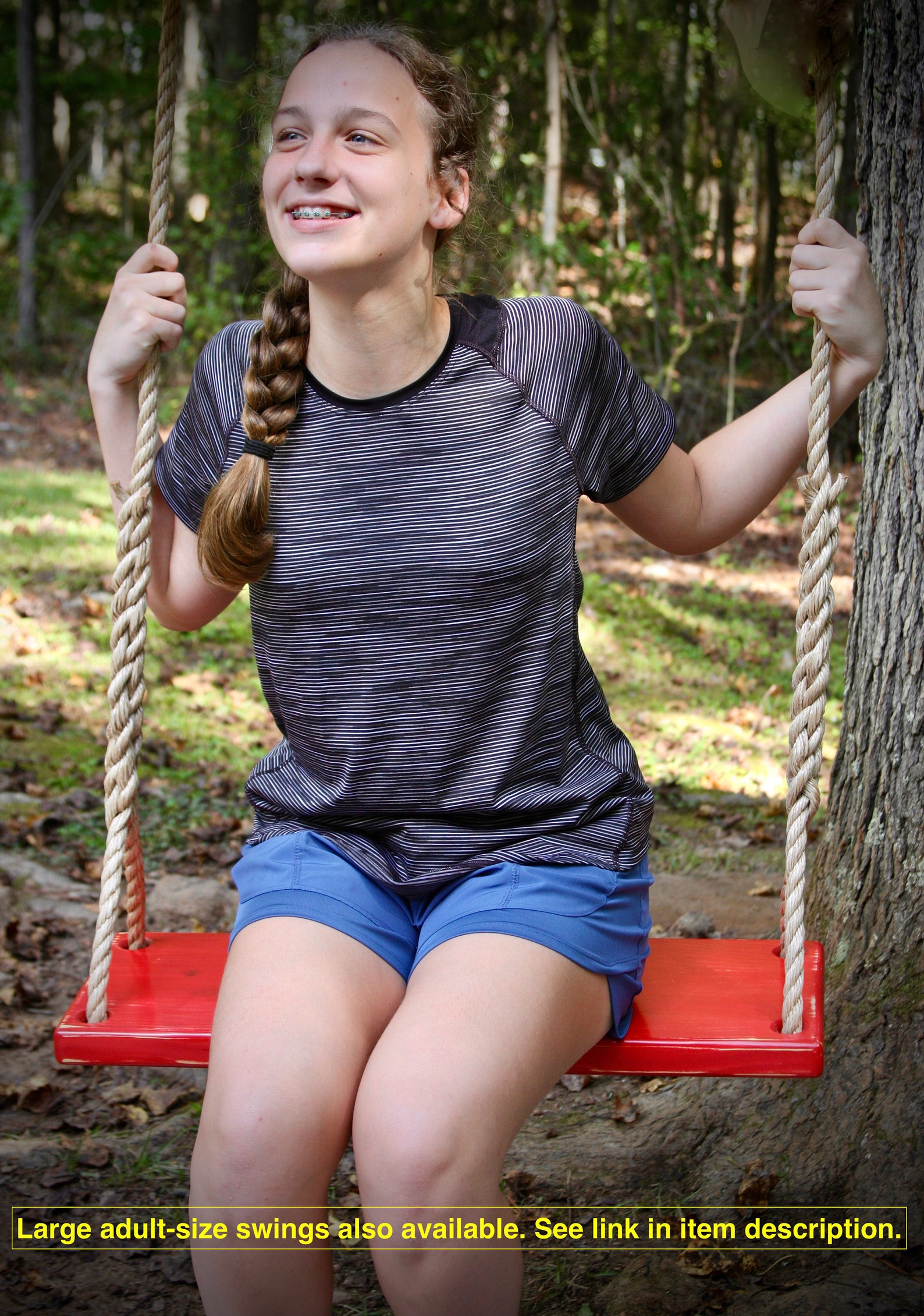 Handcrafted Wooden Tree Swing Natural or Charred Rope - Etsy