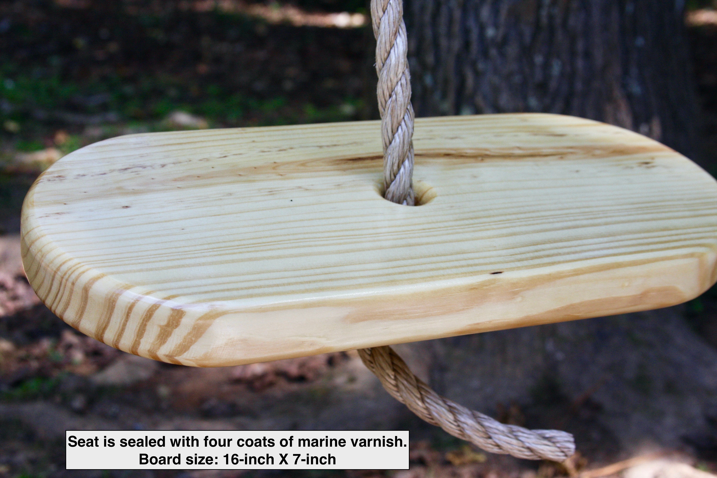 Handcrafted Wooden Disc Tree Swing, Natural or Charred, Rope Included ...
