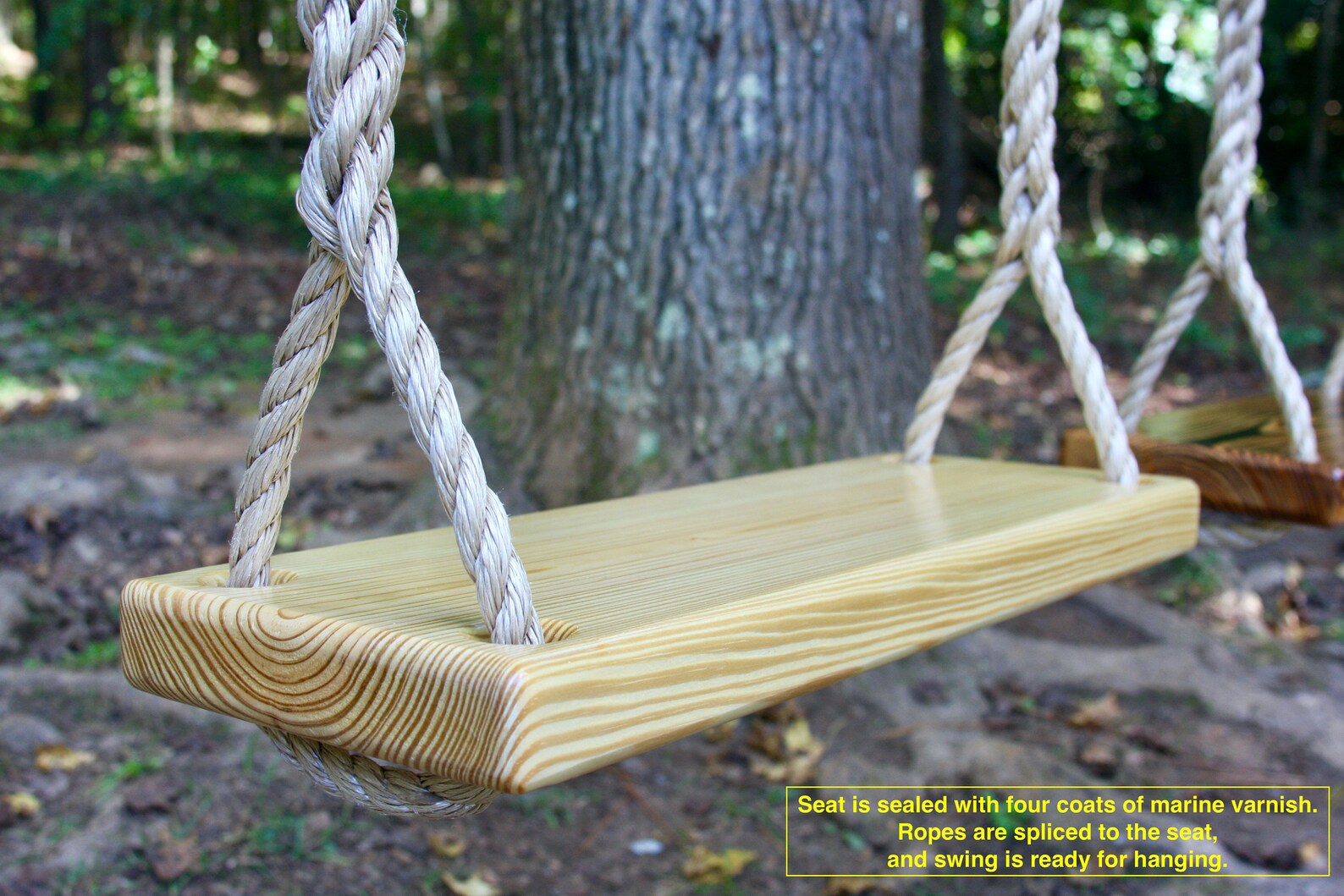 Handcrafted Wooden Tree Swing Natural or Charred Rope - Etsy
